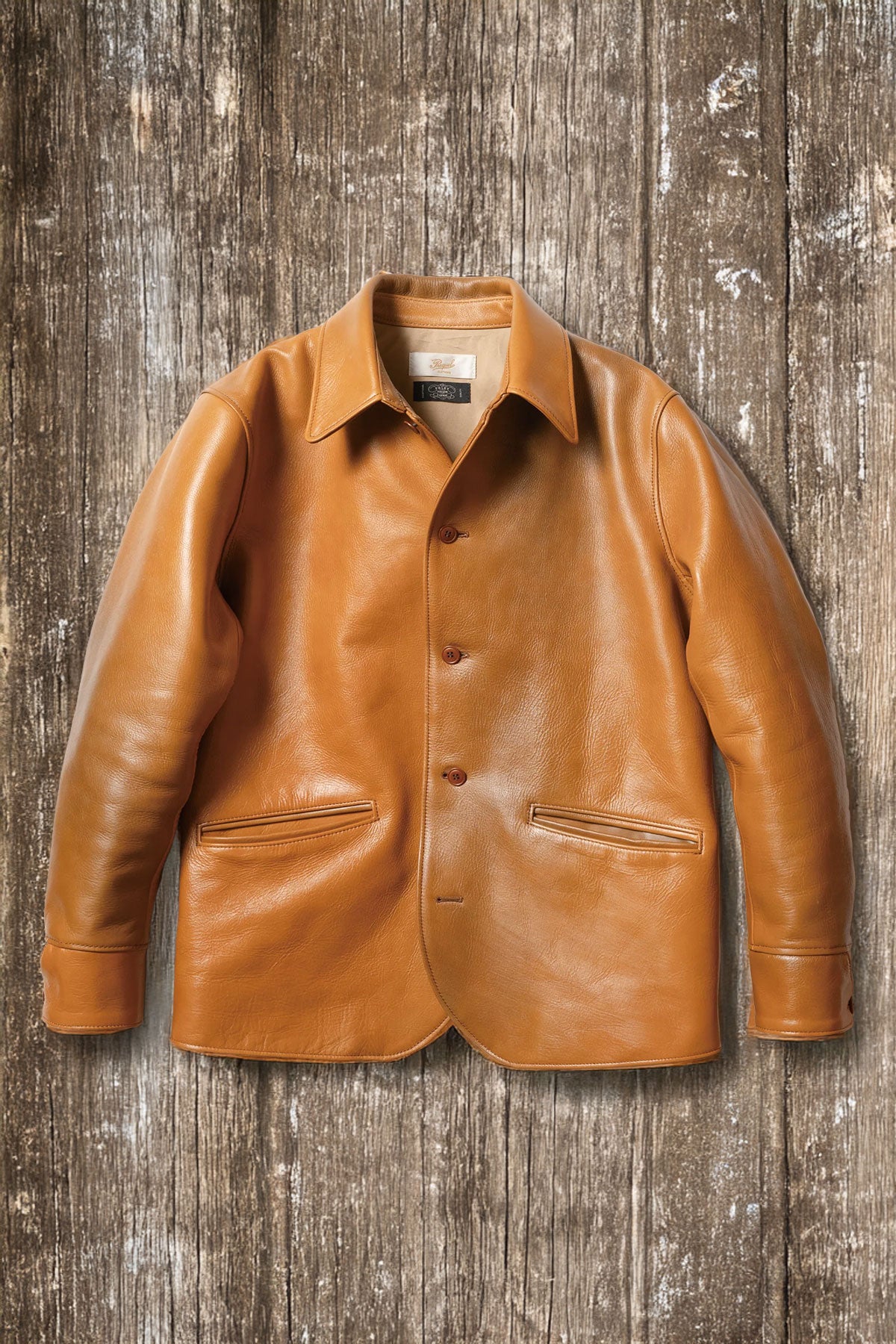 Prequel - J1001B Single Breasted Cowhide Leather Car Coat - Camel – The ...