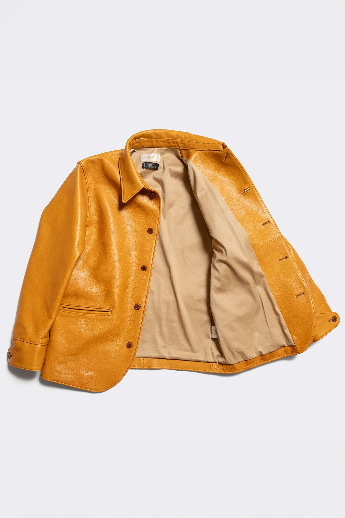 Prequel - J1001B Single Breasted Cowhide Leather Car Coat - Camel – The ...